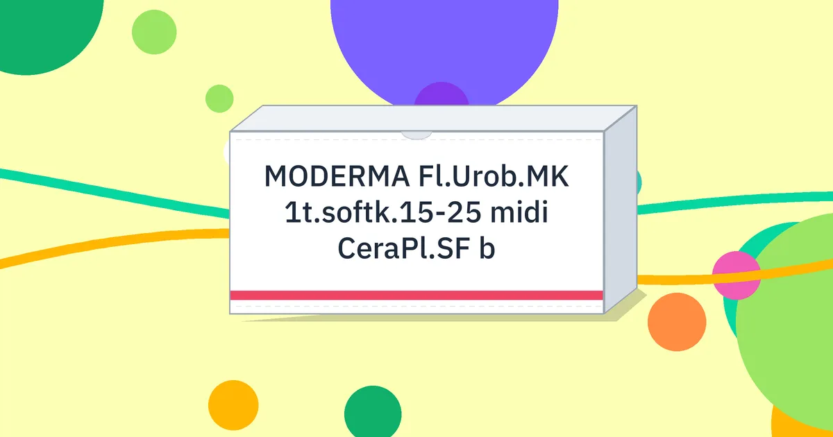 Symbolbild: Packung mit der Aufschrift MODERMA Fl.Urob.MK 1t.softk.15-25 midi CeraPl.SF b (PZN 18109217) – Verfügbarkeit und Bezug in Apotheken in Frankfurt am Main