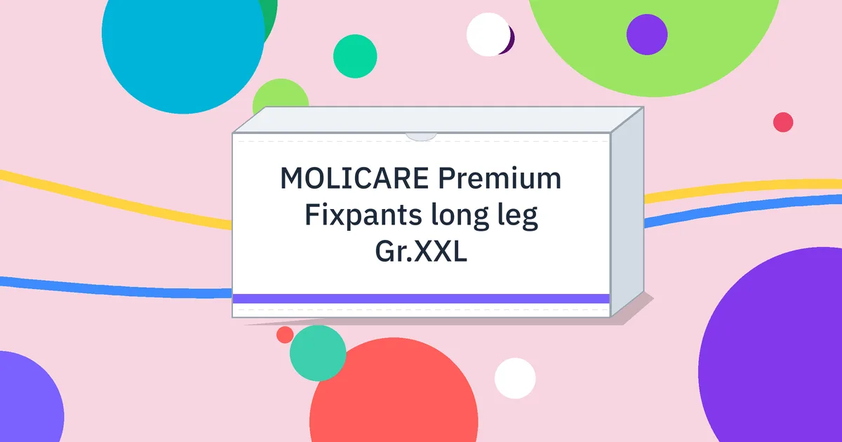 Symbolbild: Packung mit der Aufschrift MOLICARE Premium Fixpants long leg Gr.XXL (PZN 14442463) – Verfügbarkeit und Bezug in Apotheken in Frankfurt am Main