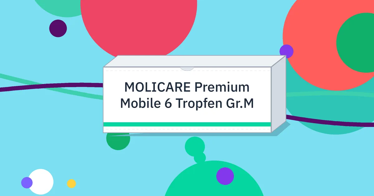 Symbolbild: Packung mit der Aufschrift MOLICARE Premium Mobile 6 Tropfen Gr.M (PZN 14442859) – Verfügbarkeit und Bezug in Apotheken in Frankfurt am Main
