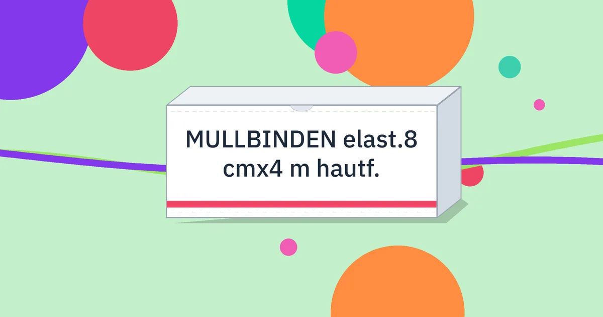 Symbolbild: Packung mit der Aufschrift MULLBINDEN elast.8 cmx4 m hautf. (PZN 01720788) – Verfügbarkeit und Bezug in Apotheken in Frankfurt am Main