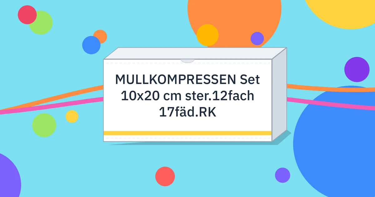 Symbolbild: Packung mit der Aufschrift MULLKOMPRESSEN Set 10x20 cm ster.12fach 17fäd.RK (PZN 06930817) – Verfügbarkeit und Bezug in Apotheken in Frankfurt am Main