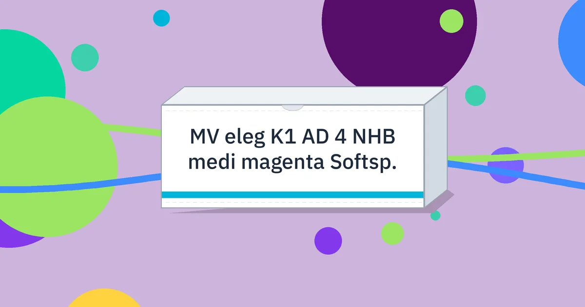Symbolbild: Packung mit der Aufschrift MV eleg K1 AD 4 NHB medi magenta Softsp. (PZN 15674804) – Verfügbarkeit und Bezug in Apotheken in Frankfurt am Main