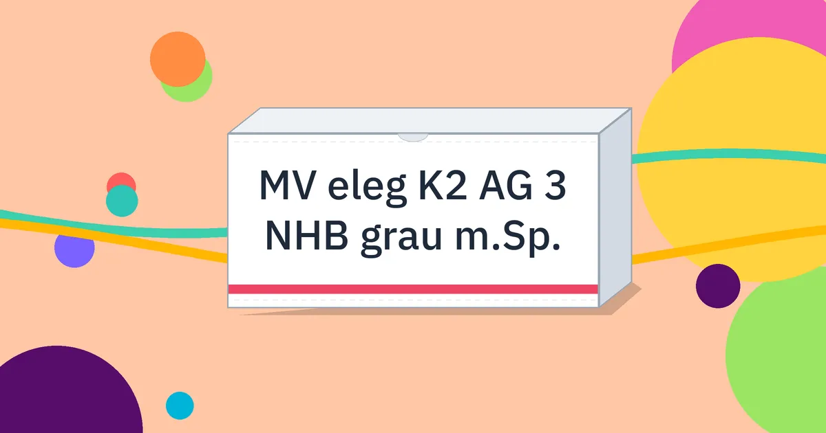 Symbolbild: Packung mit der Aufschrift MV eleg K2 AG 3 NHB grau m.Sp. (PZN 18928872) – Verfügbarkeit und Bezug in Apotheken in Frankfurt am Main