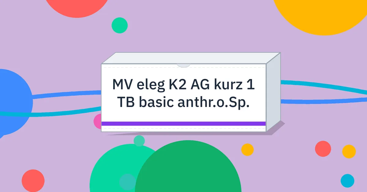 Symbolbild: Packung mit der Aufschrift MV eleg K2 AG kurz 1 TB basic anthr.o.Sp. (PZN 00192577) – Verfügbarkeit und Bezug in Apotheken in Frankfurt am Main
