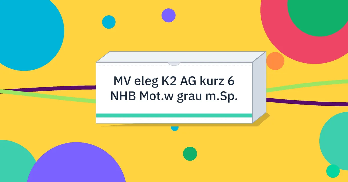 Symbolbild: Packung mit der Aufschrift MV eleg K2 AG kurz 6 NHB Mot.w grau m.Sp. (PZN 18927890) – Verfügbarkeit und Bezug in Apotheken in Frankfurt am Main