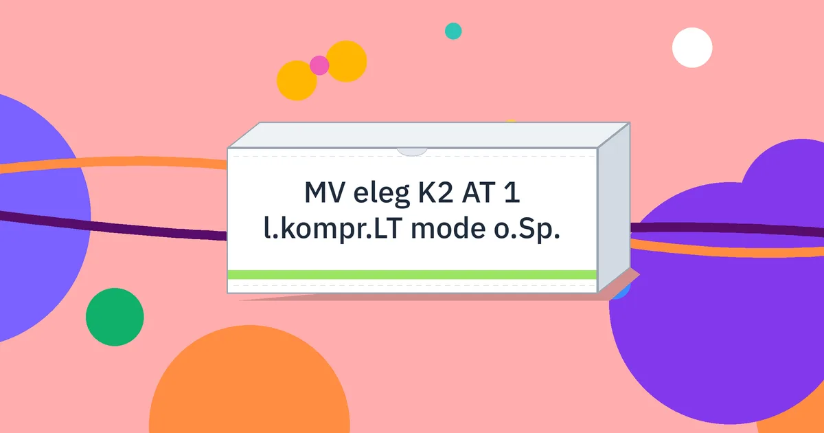 Symbolbild: Packung mit der Aufschrift MV eleg K2 AT 1 l.kompr.LT mode o.Sp. (PZN 06189435) – Verfügbarkeit und Bezug in Apotheken in Frankfurt am Main