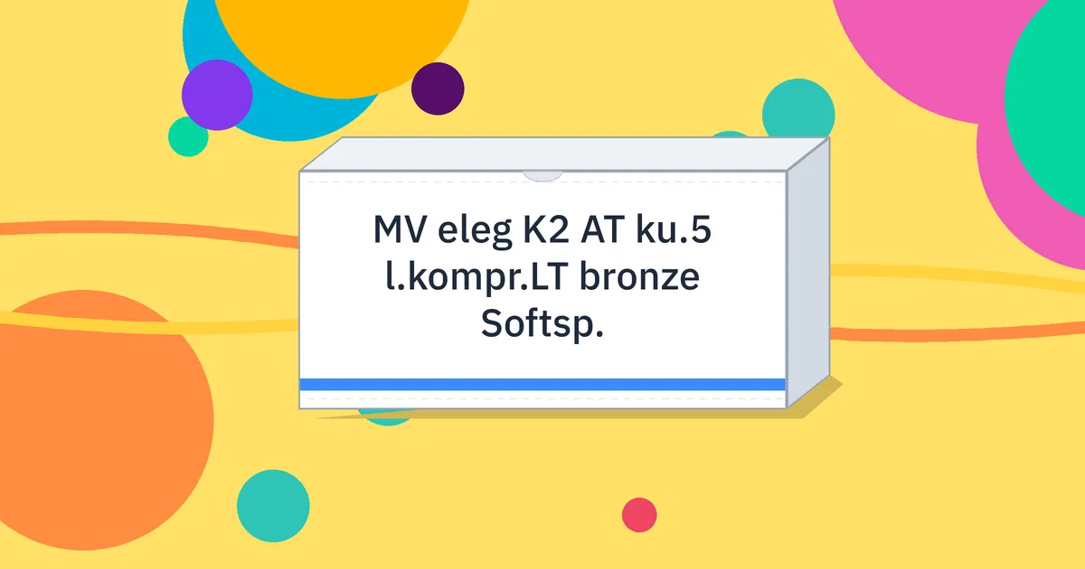 Symbolbild: Packung mit der Aufschrift MV eleg K2 AT ku.5 l.kompr.LT bronze Softsp. (PZN 15287622) – Verfügbarkeit und Bezug in Apotheken in Frankfurt am Main