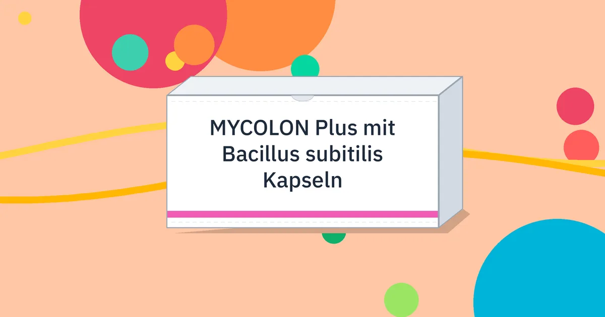 Symbolbild: Packung mit der Aufschrift MYCOLON Plus mit Bacillus subitilis Kapseln (PZN 19710537) – Verfügbarkeit und Bezug in Apotheken in Frankfurt am Main