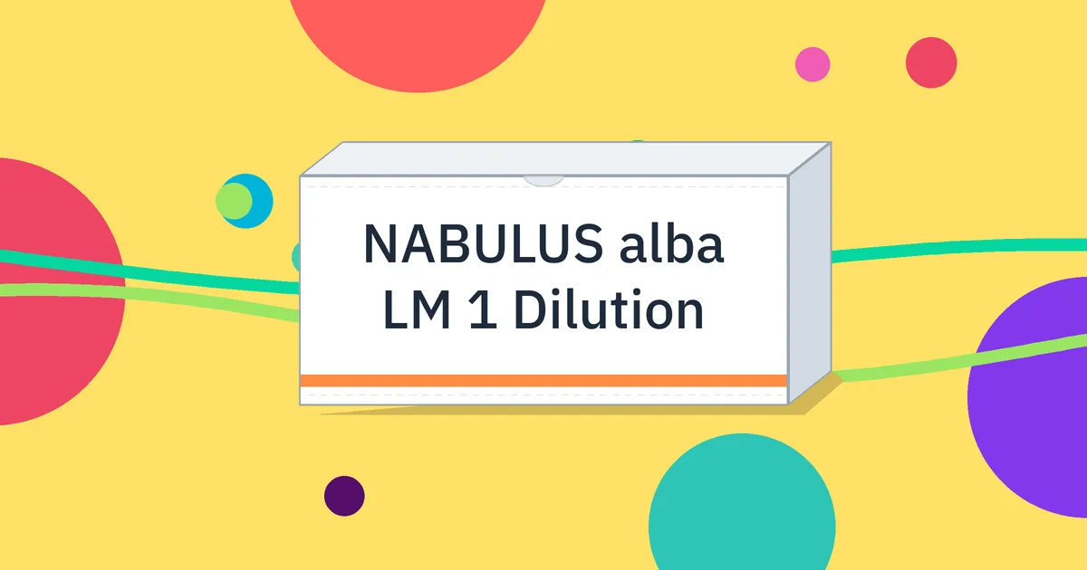 Symbolbild: Packung mit der Aufschrift NABULUS alba LM 1 Dilution (PZN 13615269) – Verfügbarkeit und Bezug in Apotheken in Frankfurt am Main