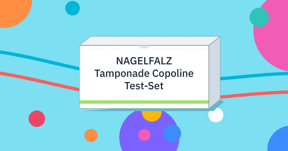 Symbolbild: Packung mit der Aufschrift NAGELFALZ Tamponade Copoline Test-Set (PZN 17756707) – Verfügbarkeit und Bezug in Apotheken in Frankfurt am Main
