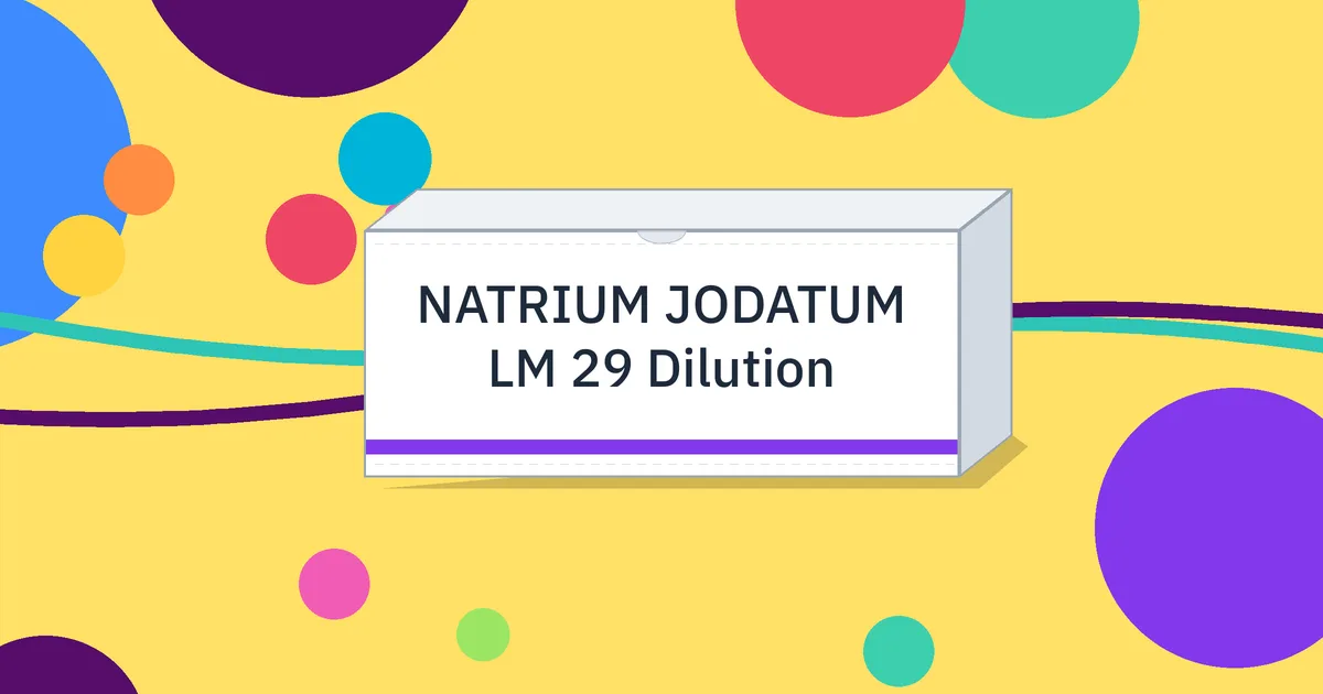 Symbolbild: Packung mit der Aufschrift NATRIUM JODATUM LM 29 Dilution (PZN 12964565) – Verfügbarkeit und Bezug in Apotheken in Frankfurt am Main