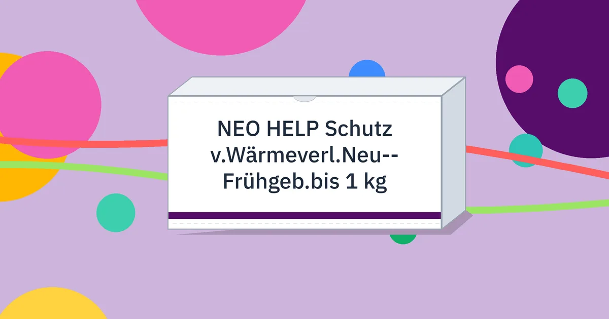 Symbolbild: Packung mit der Aufschrift NEO HELP Schutz v.Wärmeverl.Neu--Frühgeb.bis 1 kg (PZN 11659593) – Verfügbarkeit und Bezug in Apotheken in Frankfurt am Main