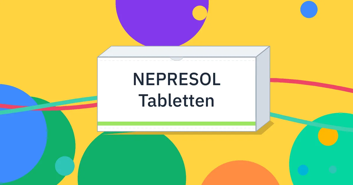 Symbolbild: Packung mit der Aufschrift NEPRESOL Tabletten (PZN 02186807) – Verfügbarkeit und Bezug in Apotheken in Frankfurt am Main