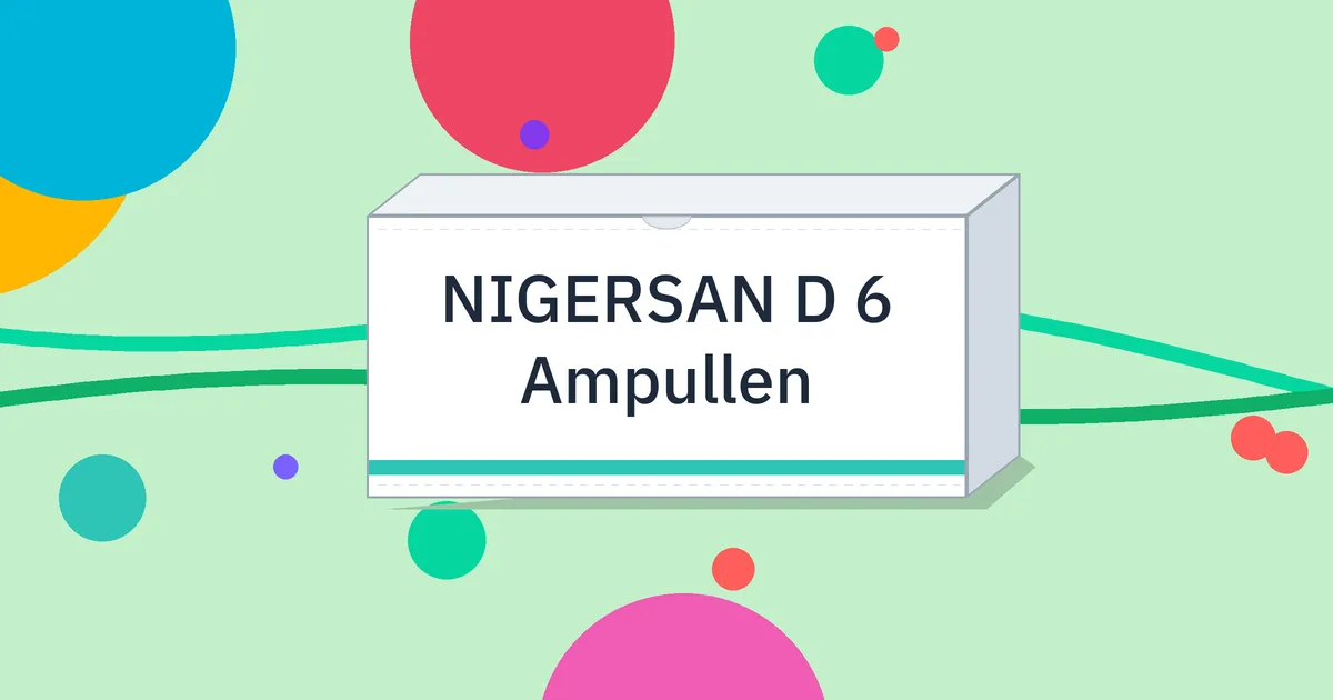 Symbolbild: Packung mit der Aufschrift NIGERSAN D 6 Ampullen (PZN 03206819) – Verfügbarkeit und Bezug in Apotheken in Frankfurt am Main