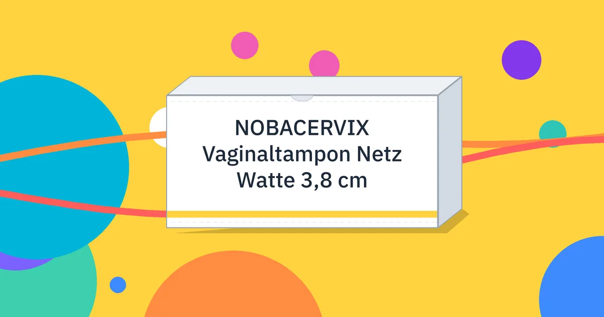 Symbolbild: Packung mit der Aufschrift NOBACERVIX Vaginaltampon Netz Watte 3,8 cm (PZN 07349970) – Verfügbarkeit und Bezug in Apotheken in Frankfurt am Main