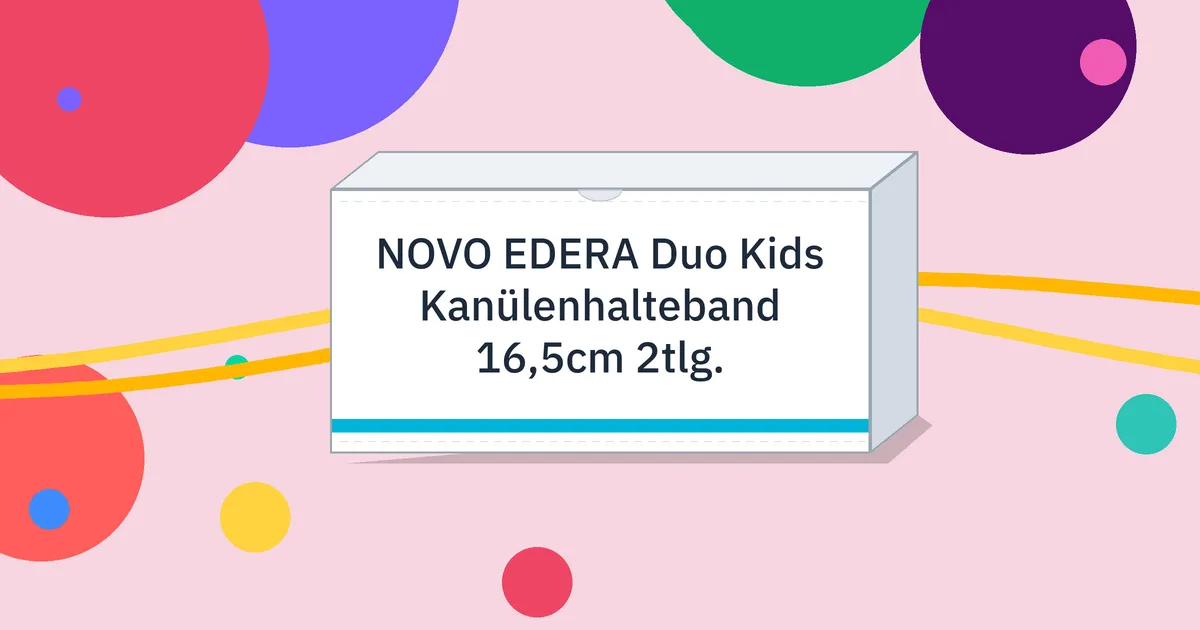 Symbolbild: Packung mit der Aufschrift NOVO EDERA Duo Kids Kanülenhalteband 16,5cm 2tlg. (PZN 18726393) – Verfügbarkeit und Bezug in Apotheken in Frankfurt am Main