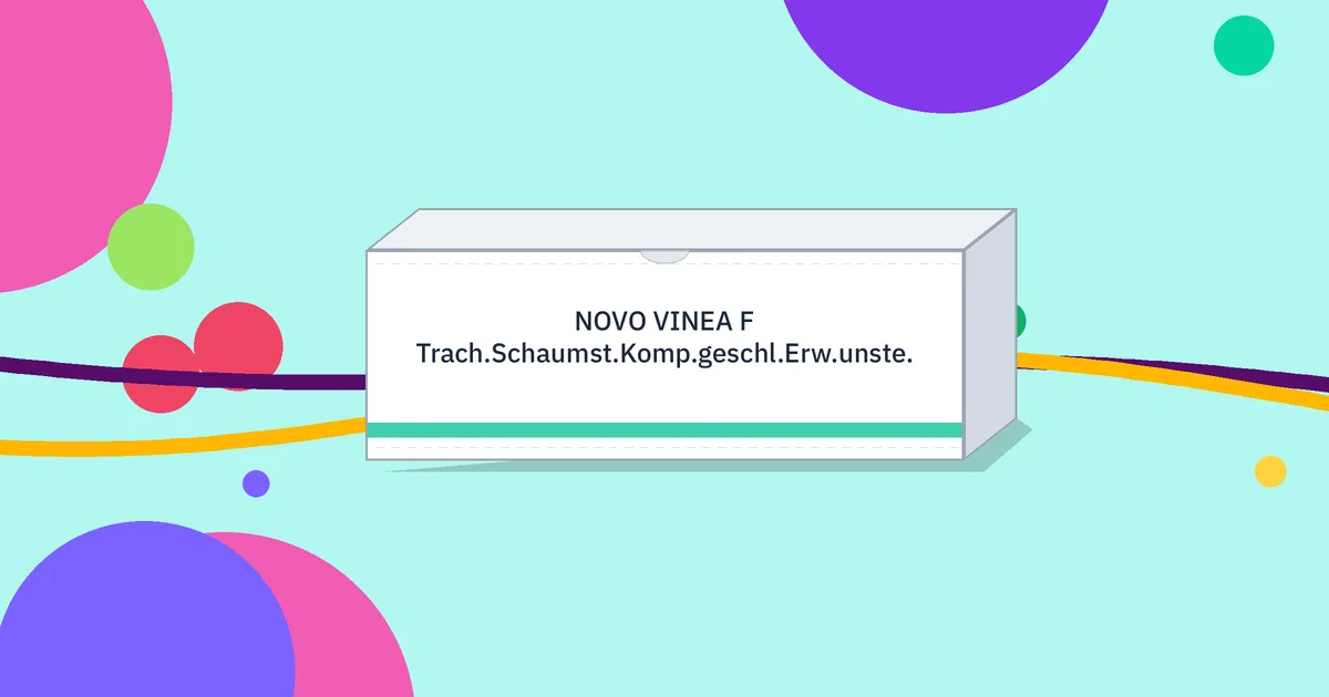 Symbolbild: Packung mit der Aufschrift NOVO VINEA F Trach.Schaumst.Komp.geschl.Erw.unste. (PZN 19630092) – Verfügbarkeit und Bezug in Apotheken in Frankfurt am Main