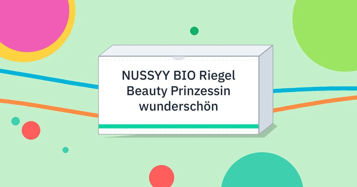 Symbolbild: Packung mit der Aufschrift NUSSYY BIO Riegel Beauty Prinzessin wunderschön (PZN 14242729) – Verfügbarkeit und Bezug in Apotheken in Frankfurt am Main