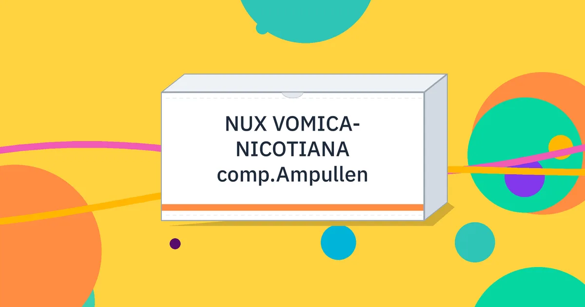 Symbolbild: Packung mit der Aufschrift NUX VOMICA-NICOTIANA comp.Ampullen (PZN 02233984) – Verfügbarkeit und Bezug in Apotheken in Frankfurt am Main