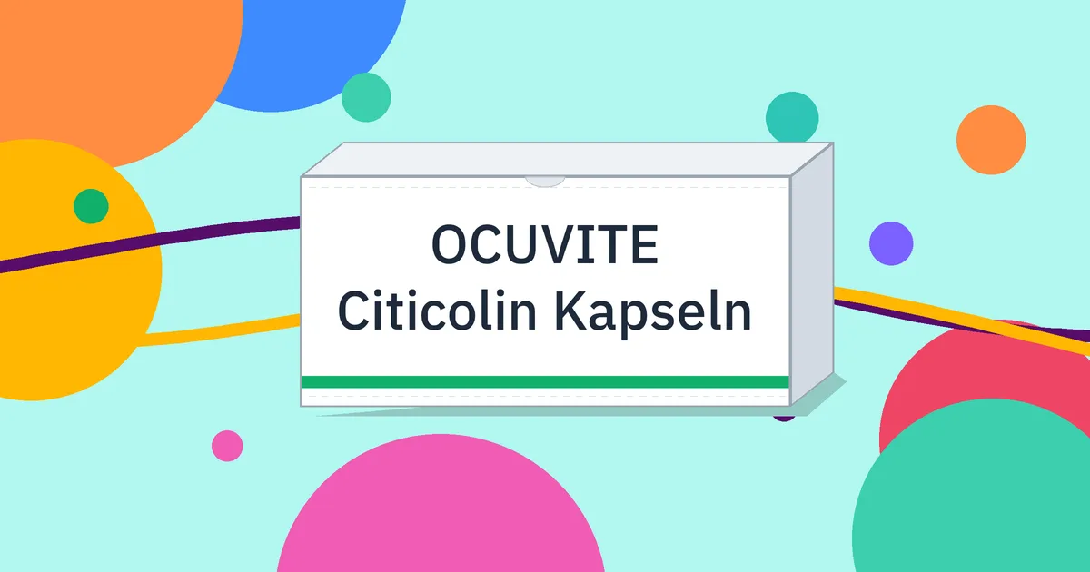 Symbolbild: Packung mit der Aufschrift OCUVITE Citicolin Kapseln (PZN 20017215) – Verfügbarkeit und Bezug in Apotheken in Frankfurt am Main