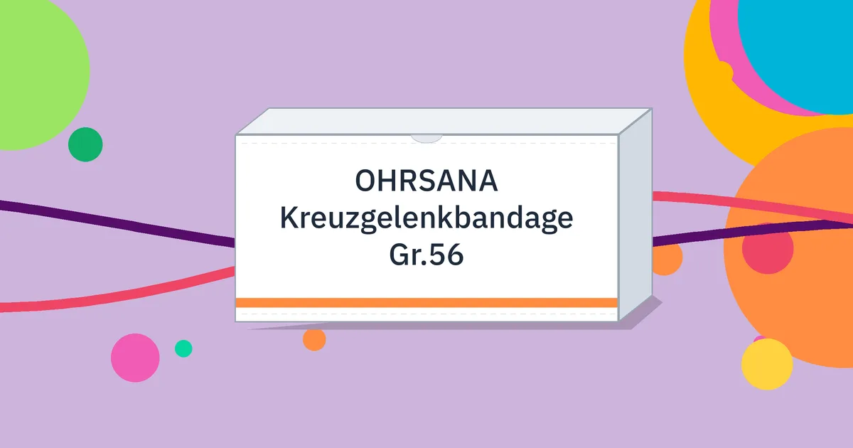 Symbolbild: Packung mit der Aufschrift OHRSANA Kreuzgelenkbandage Gr.56 (PZN 02670147) – Verfügbarkeit und Bezug in Apotheken in Frankfurt am Main