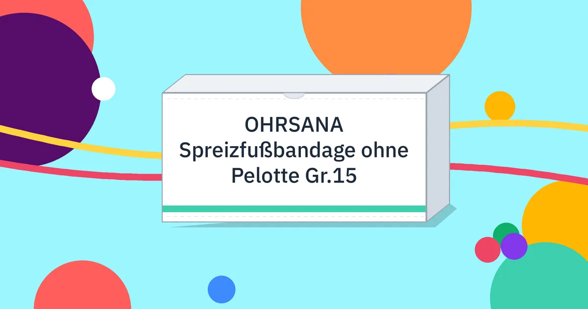 Symbolbild: Packung mit der Aufschrift OHRSANA Spreizfußbandage ohne Pelotte Gr.15 (PZN 02670302) – Verfügbarkeit und Bezug in Apotheken in Frankfurt am Main
