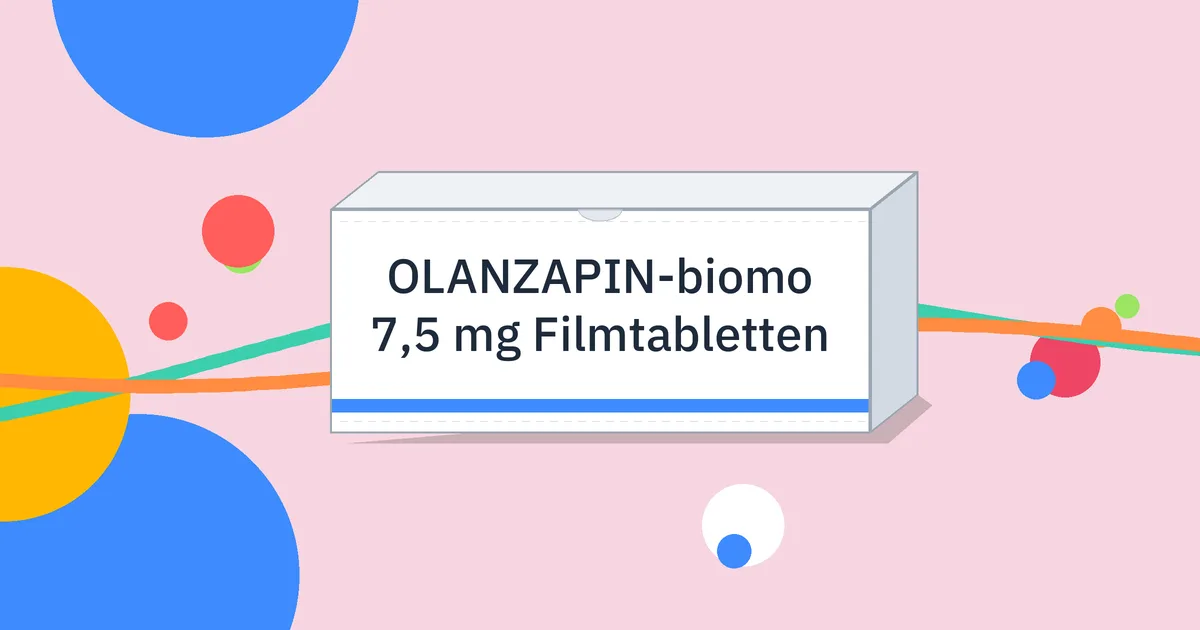 Symbolbild: Packung mit der Aufschrift OLANZAPIN-biomo 7,5 mg Filmtabletten (PZN 08801426) – Verfügbarkeit und Bezug in Apotheken in Frankfurt am Main