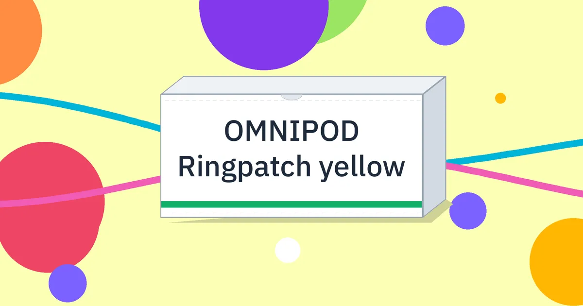 Symbolbild: Packung mit der Aufschrift OMNIPOD Ringpatch yellow (PZN 19865659) – Verfügbarkeit und Bezug in Apotheken in Frankfurt am Main