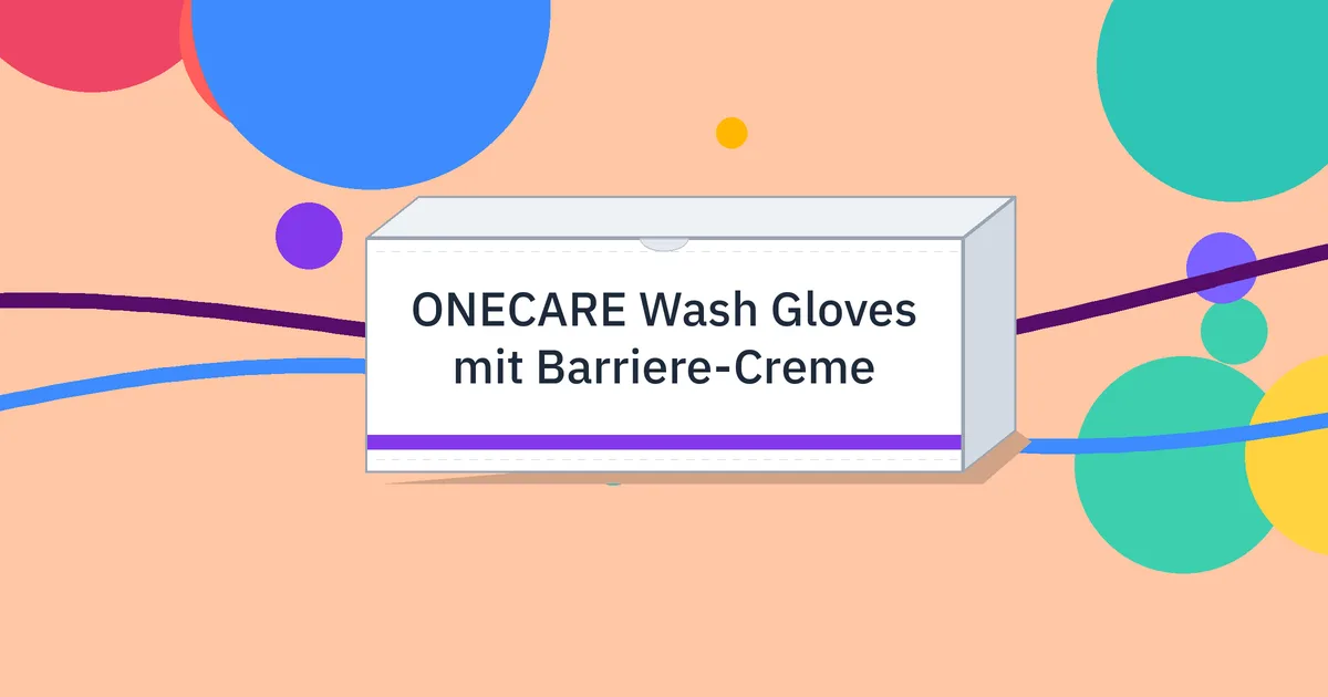 Symbolbild: Packung mit der Aufschrift ONECARE Wash Gloves mit Barriere-Creme (PZN 19294814) – Verfügbarkeit und Bezug in Apotheken in Frankfurt am Main