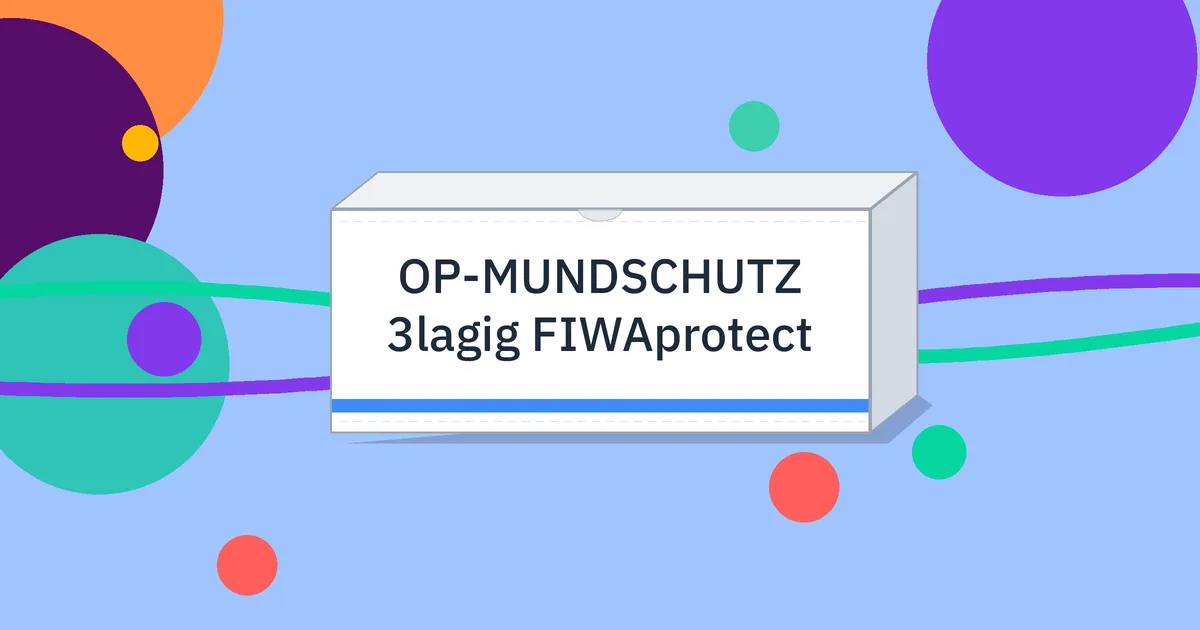 Symbolbild: Packung mit der Aufschrift OP-MUNDSCHUTZ 3lagig FIWAprotect (PZN 16657570) – Verfügbarkeit und Bezug in Apotheken in Frankfurt am Main