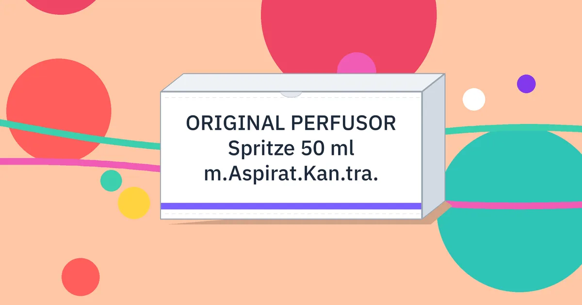 Symbolbild: Packung mit der Aufschrift ORIGINAL PERFUSOR Spritze 50 ml m.Aspirat.Kan.tra. (PZN 14362391) – Verfügbarkeit und Bezug in Apotheken in Frankfurt am Main