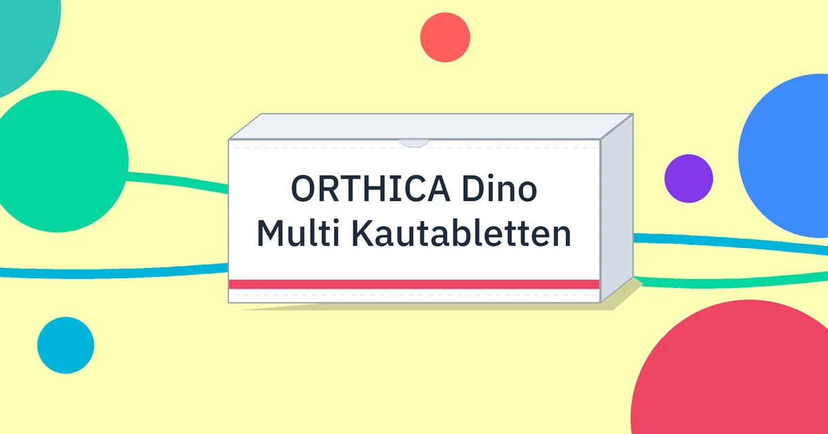 Symbolbild: Packung mit der Aufschrift ORTHICA Dino Multi Kautabletten (PZN 13859557) – Verfügbarkeit und Bezug in Apotheken in Frankfurt am Main
