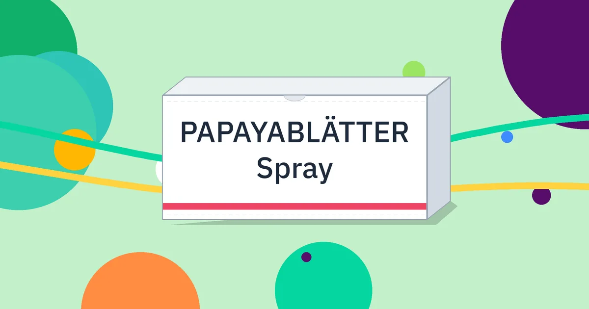 Symbolbild: Packung mit der Aufschrift PAPAYABLÄTTER Spray (PZN 19141921) – Verfügbarkeit und Bezug in Apotheken in Frankfurt am Main