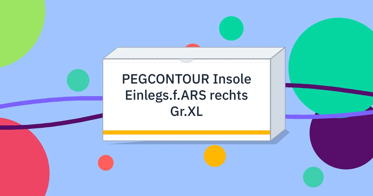 Symbolbild: Packung mit der Aufschrift PEGCONTOUR Insole Einlegs.f.ARS rechts Gr.XL (PZN 14255784) – Verfügbarkeit und Bezug in Apotheken in Frankfurt am Main