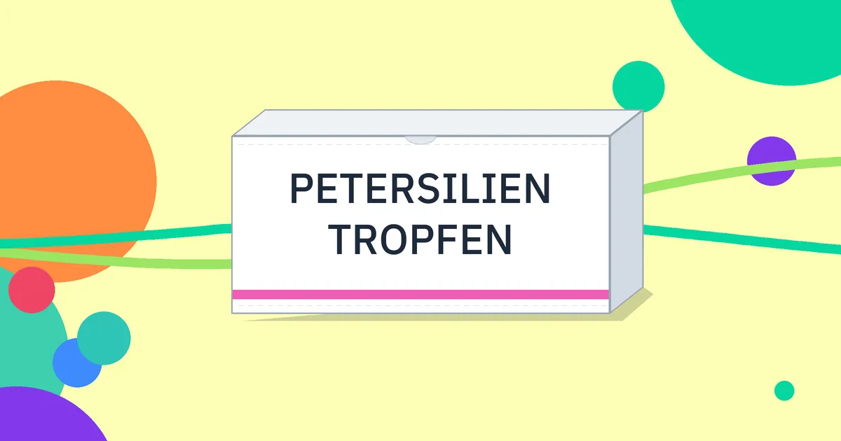 Symbolbild: Packung mit der Aufschrift PETERSILIEN TROPFEN (PZN 15229932) – Verfügbarkeit und Bezug in Apotheken in Frankfurt am Main