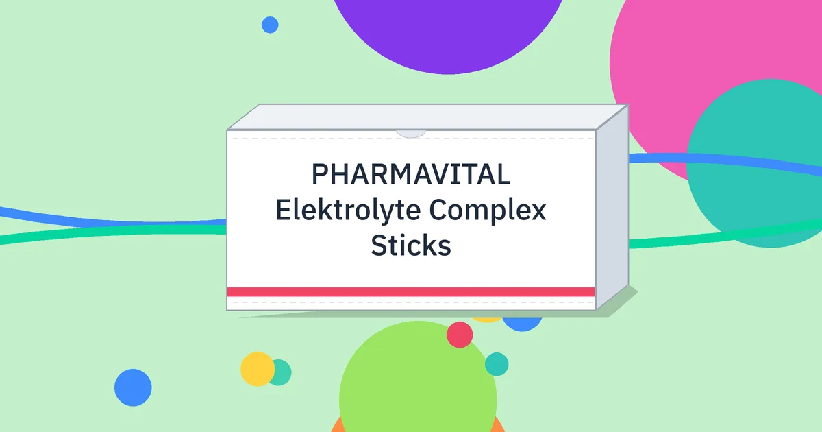 Symbolbild: Packung mit der Aufschrift PHARMAVITAL Elektrolyte Complex Sticks (PZN 18601036) – Verfügbarkeit und Bezug in Apotheken in Frankfurt am Main