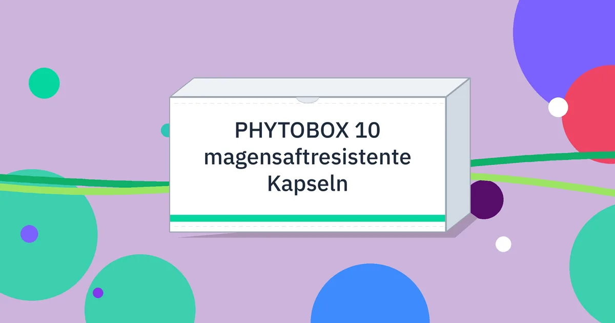 Symbolbild: Packung mit der Aufschrift PHYTOBOX 10 magensaftresistente Kapseln (PZN 19108734) – Verfügbarkeit und Bezug in Apotheken in Frankfurt am Main