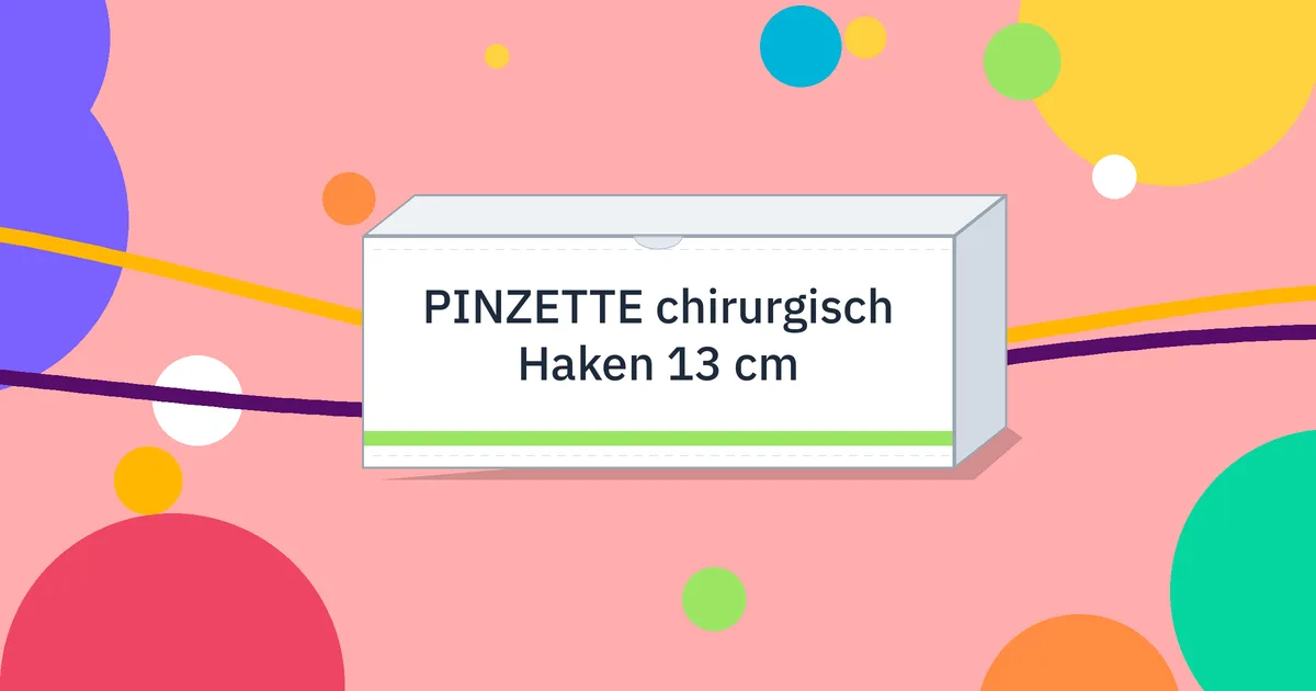 Symbolbild: Packung mit der Aufschrift PINZETTE chirurgisch Haken 13 cm (PZN 01735181) – Verfügbarkeit und Bezug in Apotheken in Frankfurt am Main