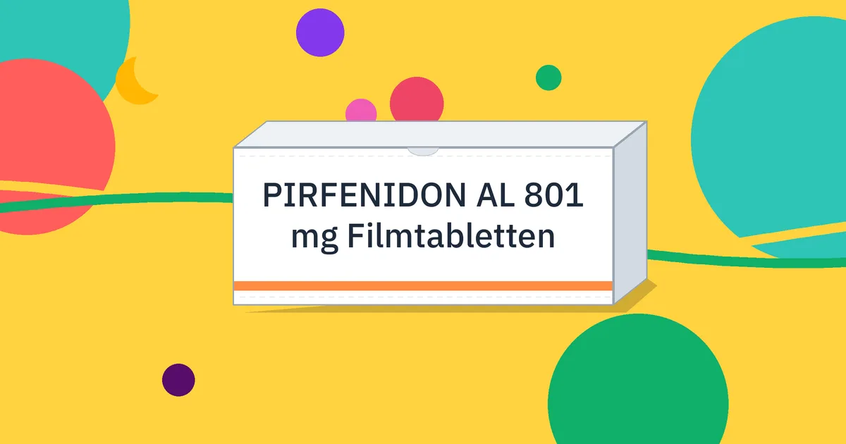 Symbolbild: Packung mit der Aufschrift PIRFENIDON AL 801 mg Filmtabletten (PZN 18096650) – Verfügbarkeit und Bezug in Apotheken in Frankfurt am Main
