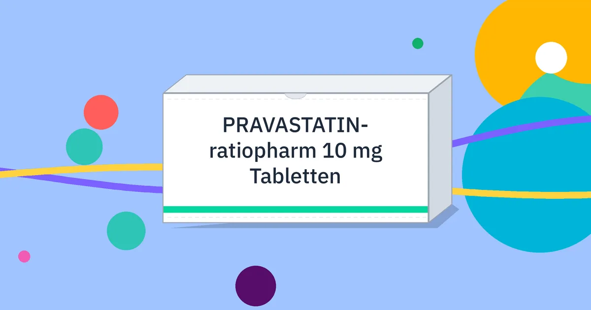 Symbolbild: Packung mit der Aufschrift PRAVASTATIN-ratiopharm 10 mg Tabletten (PZN 00848658) – Verfügbarkeit und Bezug in Apotheken in Frankfurt am Main