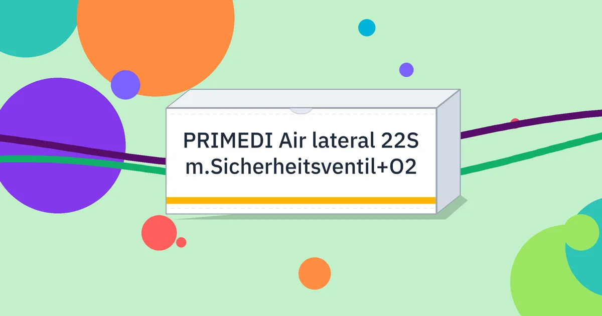Symbolbild: Packung mit der Aufschrift PRIMEDI Air lateral 22S m.Sicherheitsventil+O2 (PZN 10780499) – Verfügbarkeit und Bezug in Apotheken in Frankfurt am Main