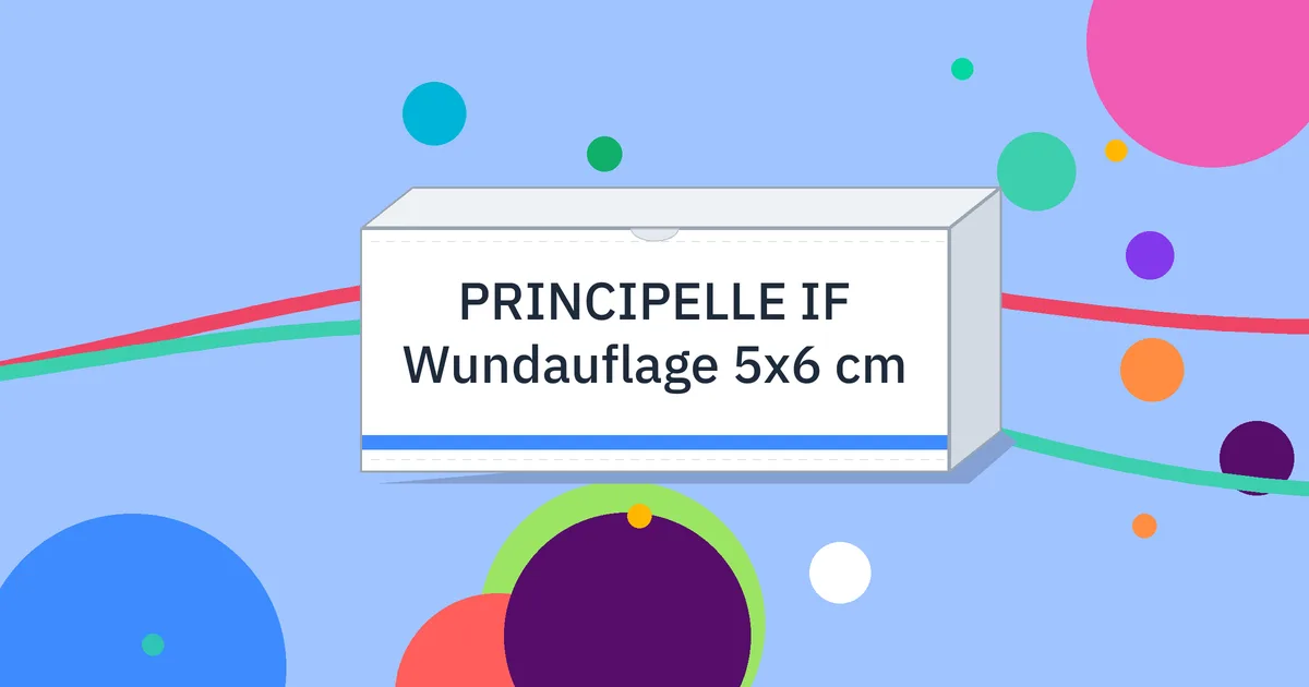 Symbolbild: Packung mit der Aufschrift PRINCIPELLE IF Wundauflage 5x6 cm (PZN 12494800) – Verfügbarkeit und Bezug in Apotheken in Frankfurt am Main