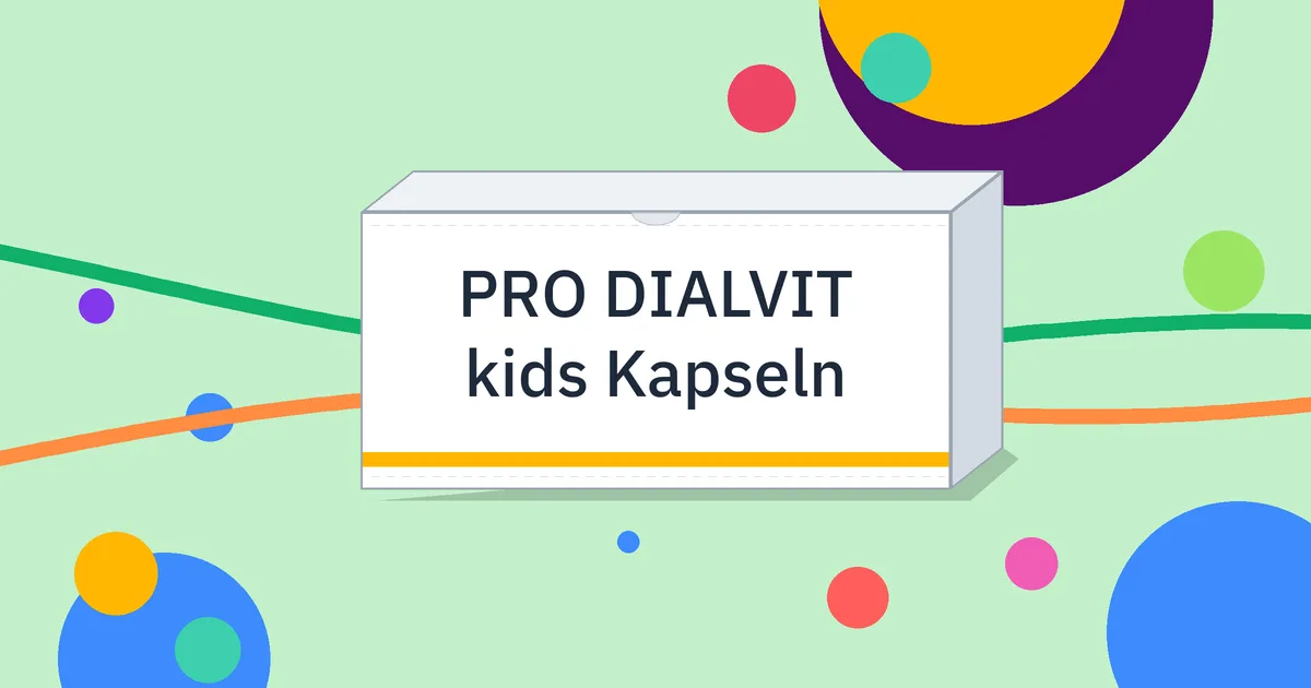 Symbolbild: Packung mit der Aufschrift PRO DIALVIT kids Kapseln (PZN 16047481) – Verfügbarkeit und Bezug in Apotheken in Frankfurt am Main