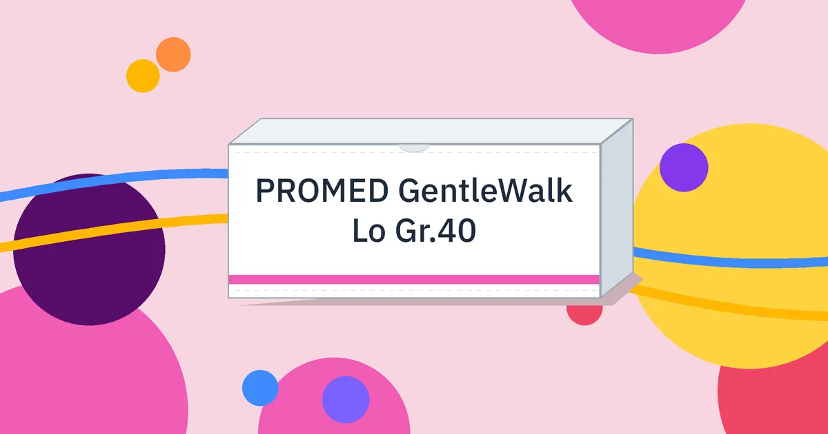 Symbolbild: Packung mit der Aufschrift PROMED GentleWalk Lo Gr.40 (PZN 07289713) – Verfügbarkeit und Bezug in Apotheken in Frankfurt am Main
