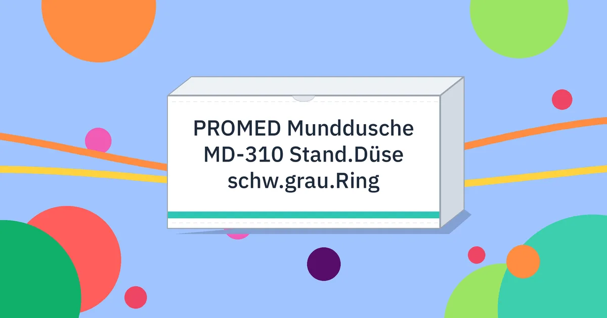 Symbolbild: Packung mit der Aufschrift PROMED Munddusche MD-310 Stand.Düse schw.grau.Ring (PZN 20843723) – Verfügbarkeit und Bezug in Apotheken in Frankfurt am Main