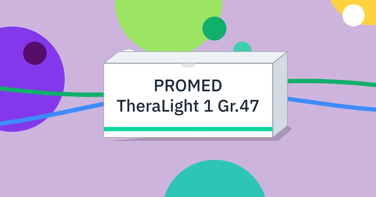 Symbolbild: Packung mit der Aufschrift PROMED TheraLight 1 Gr.47 (PZN 07280801) – Verfügbarkeit und Bezug in Apotheken in Frankfurt am Main