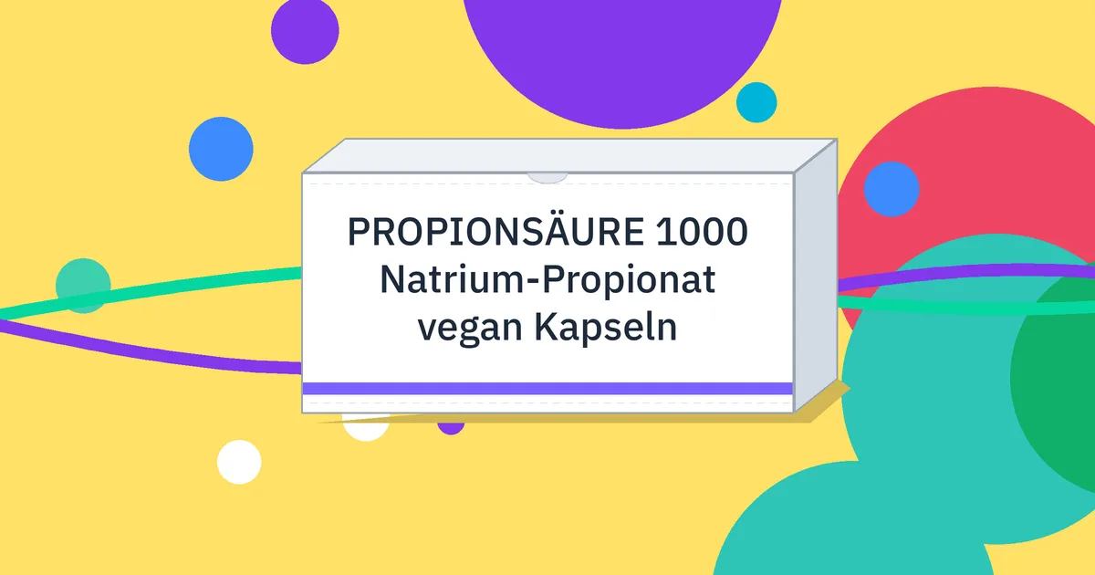 Symbolbild: Packung mit der Aufschrift PROPIONSÄURE 1000 Natrium-Propionat vegan Kapseln (PZN 18204335) – Verfügbarkeit und Bezug in Apotheken in Frankfurt am Main