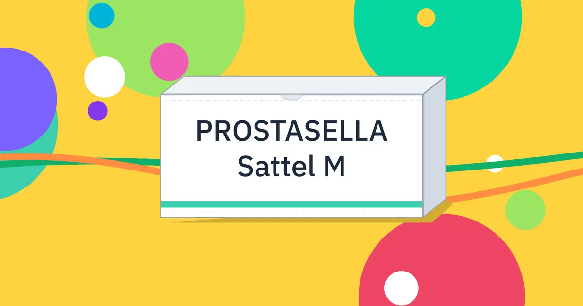 Symbolbild: Packung mit der Aufschrift PROSTASELLA Sattel M (PZN 19985139) – Verfügbarkeit und Bezug in Apotheken in Frankfurt am Main
