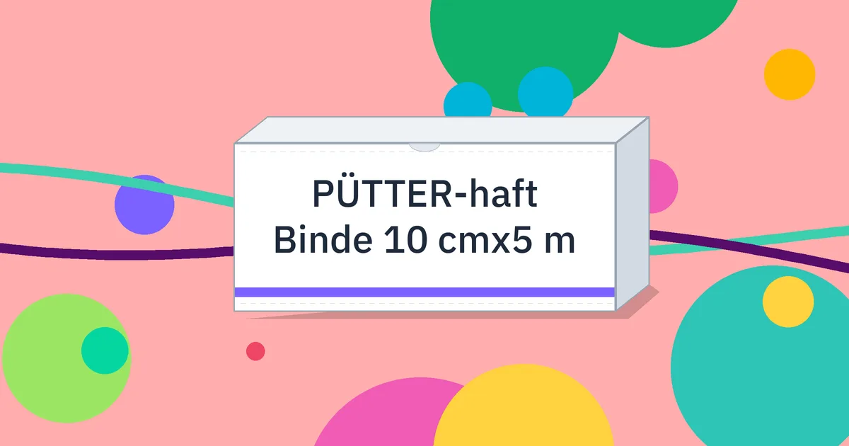 Symbolbild: Packung mit der Aufschrift PÜTTER-haft Binde 10 cmx5 m (PZN 11319414) – Verfügbarkeit und Bezug in Apotheken in Frankfurt am Main