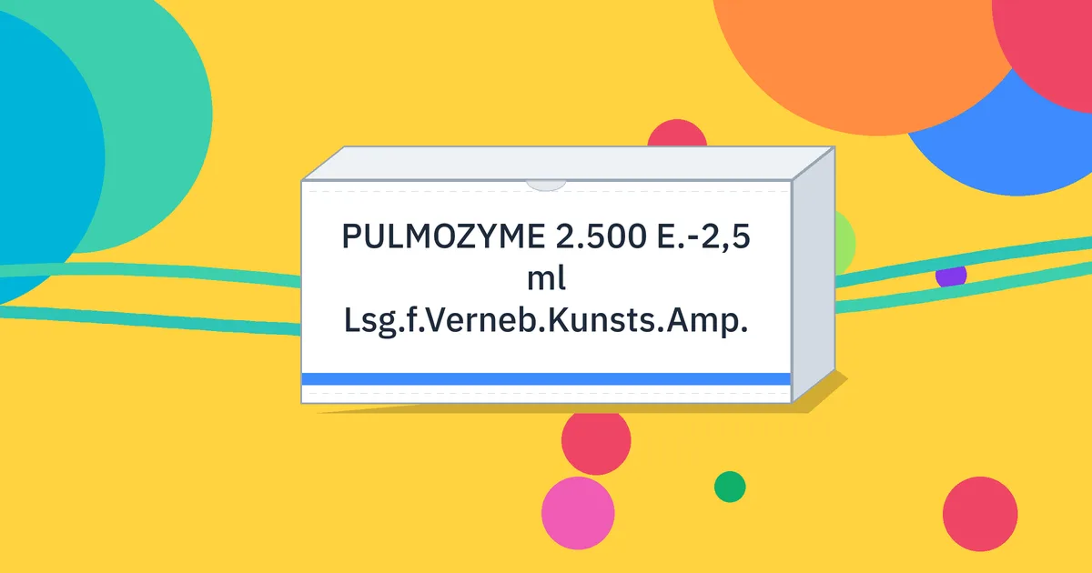 Symbolbild: Packung mit der Aufschrift PULMOZYME 2.500 E.-2,5 ml Lsg.f.Verneb.Kunsts.Amp. (PZN 02878267) – Verfügbarkeit und Bezug in Apotheken in Frankfurt am Main